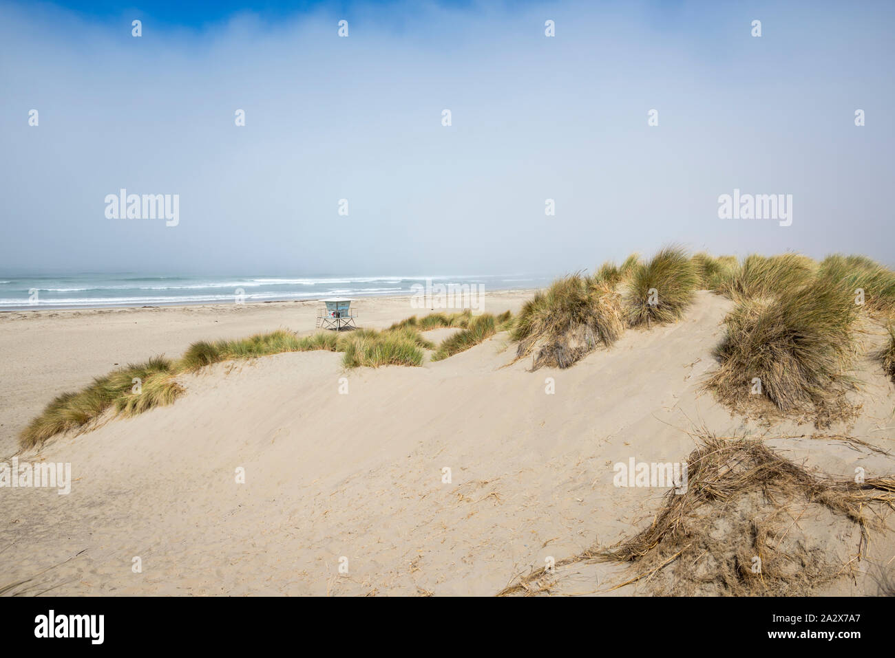 Foggy afternoon at Morro Rock Beach. Morro Bay, California, USA Stock ...