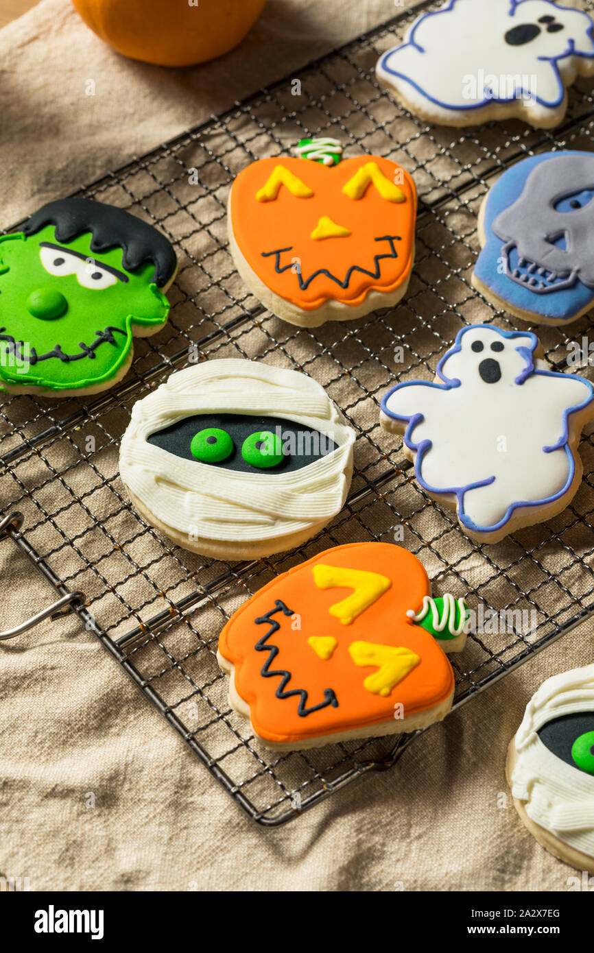 Scary Homemade Halloween Cookies Ready to Eat Stock Photo - Alamy