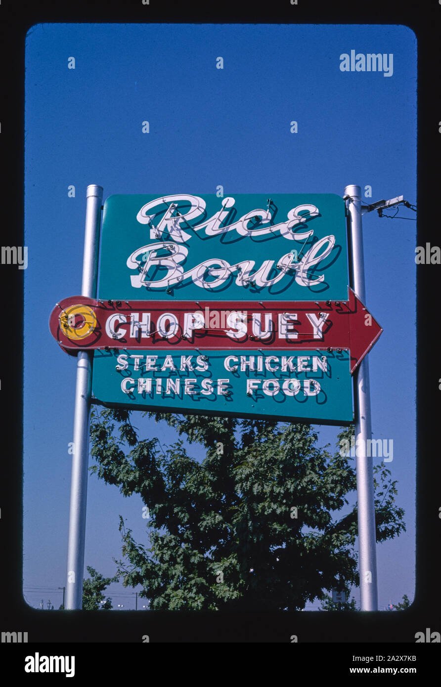 Rice Bowl Restaurant sign, Merced, California Stock Photo - Alamy