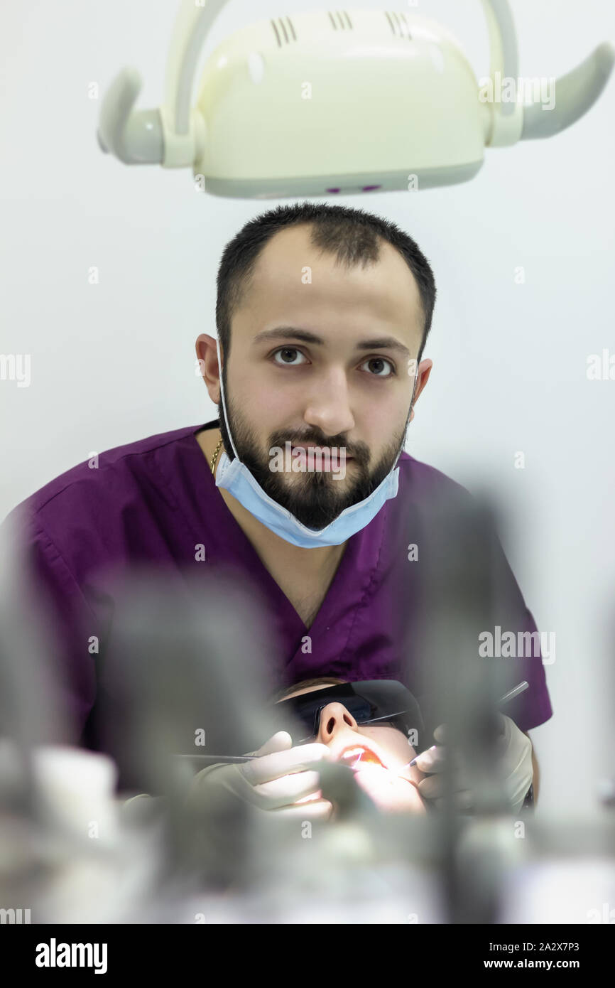 Dentist doctor works tools equipment automatic medicine instrument ...