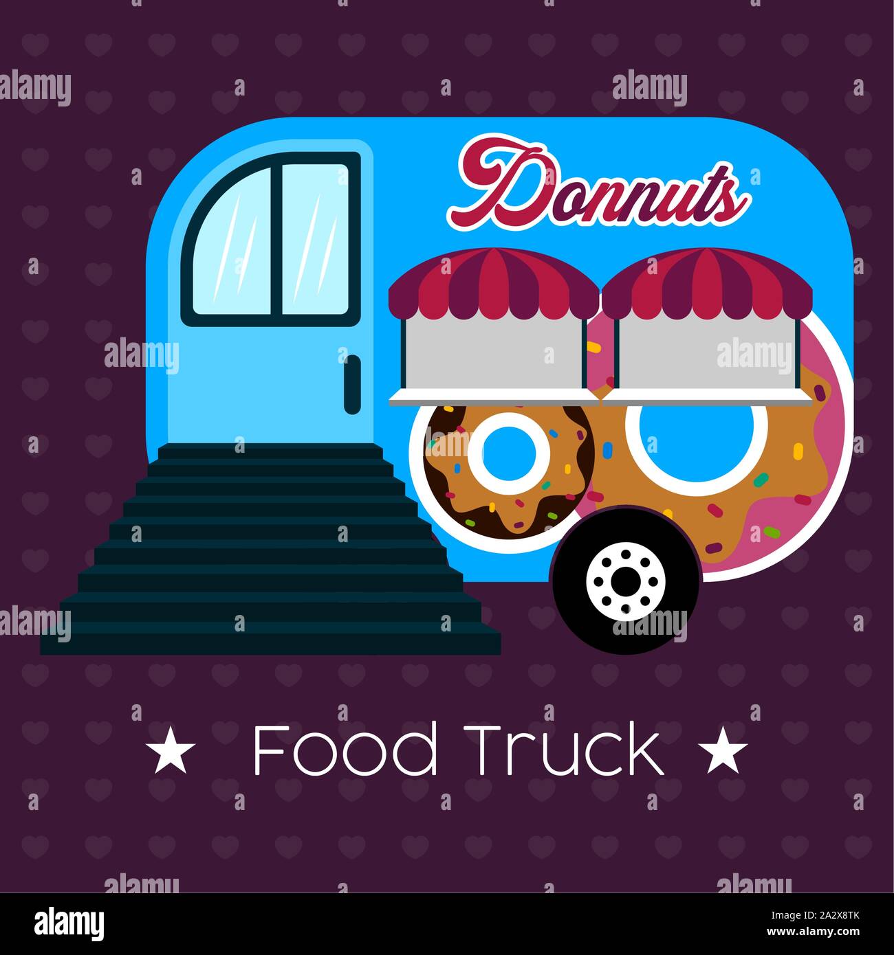 Donut food truck. Street food - Vector illustration Stock Vector Image ...
