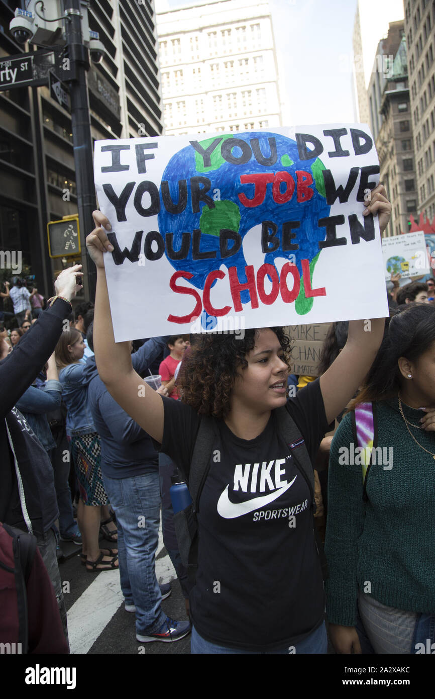 New York City Student Climate Strike, one of hundreds around the world ...