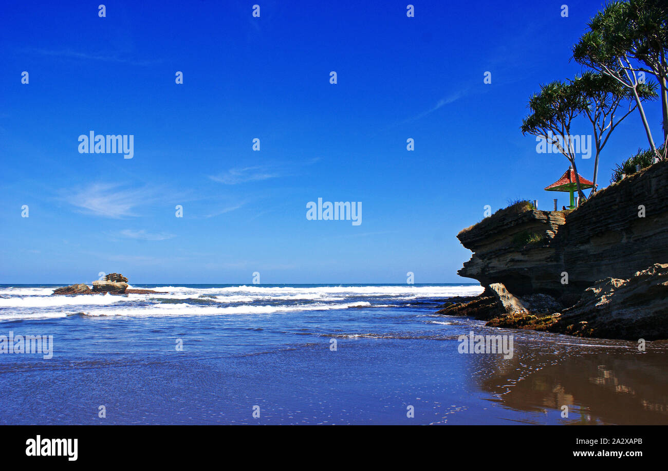 Pantai Batu Hiu Beach, Pangandaran, Ciamis, West Java, Indonesia Stock ...