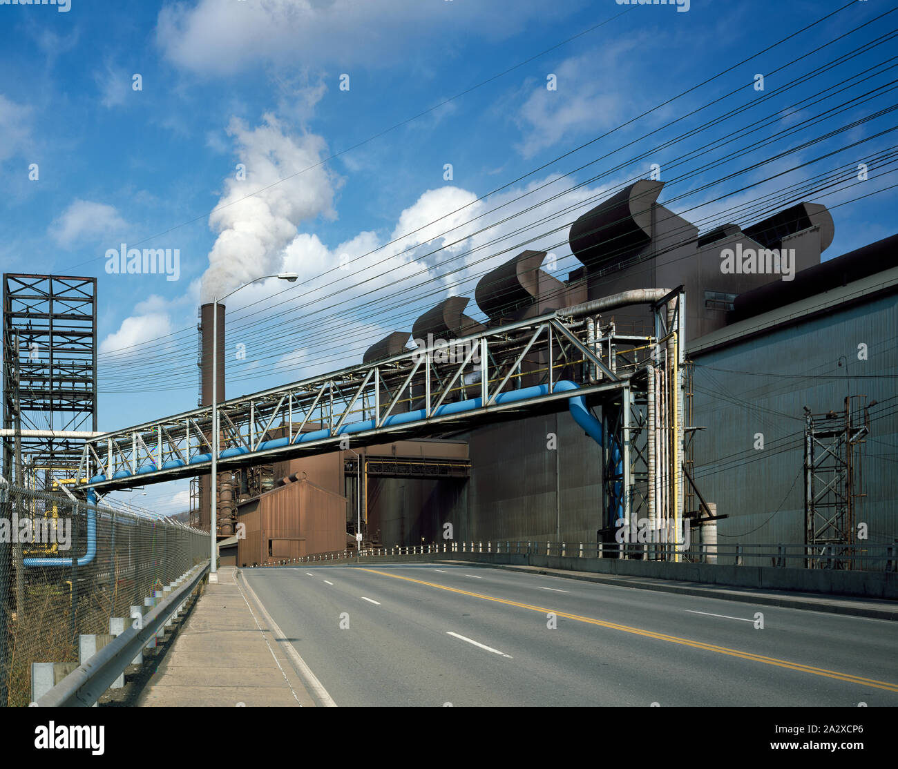 Road past an industrial facility in Pittsburgh, Pennsylvania Stock ...