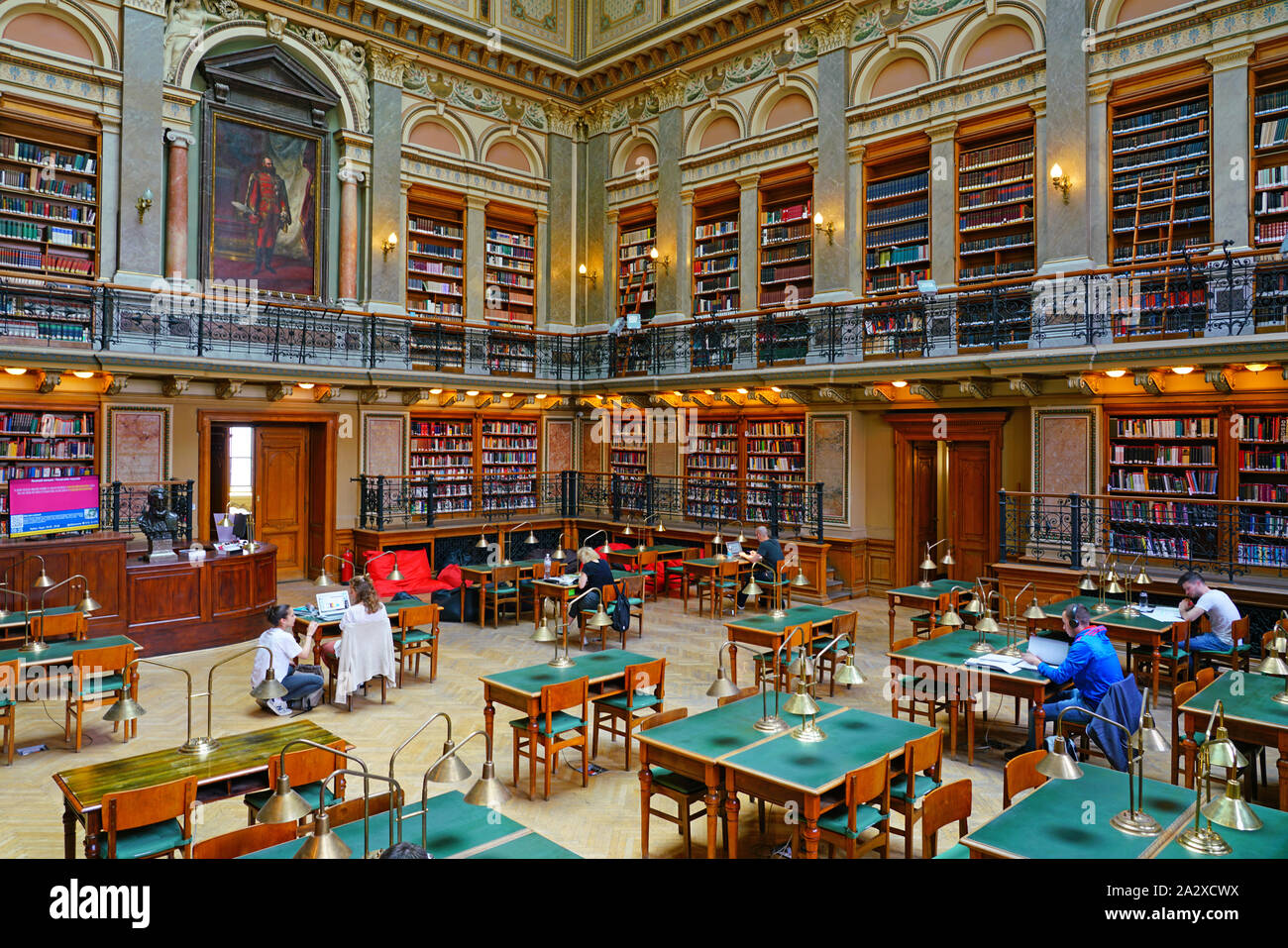 BUDAPEST, HUNGARY -27 MAY 2019- View of the landmark University Library ...