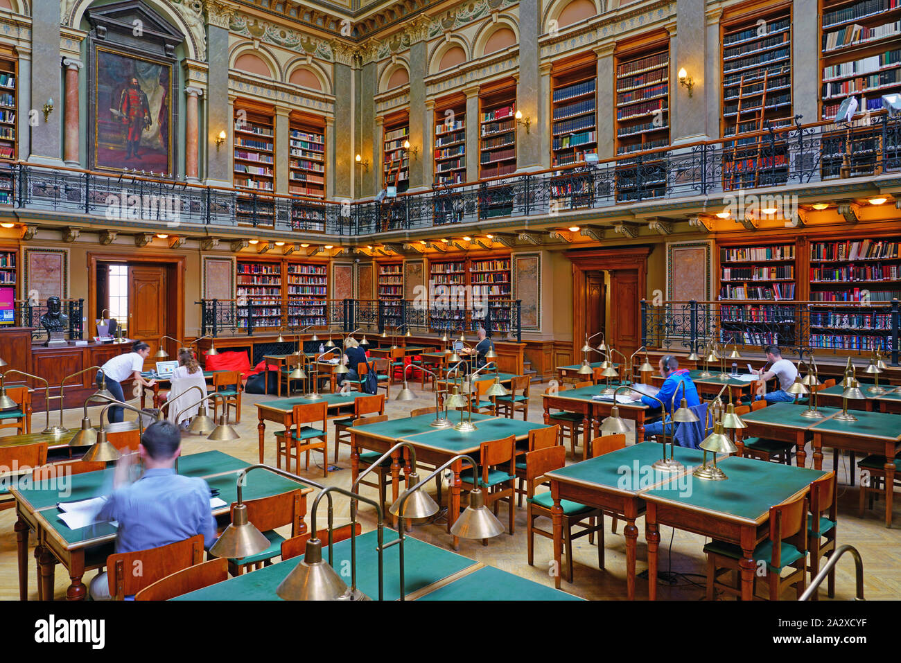 BUDAPEST, HUNGARY -27 MAY 2019- View of the landmark University Library ...