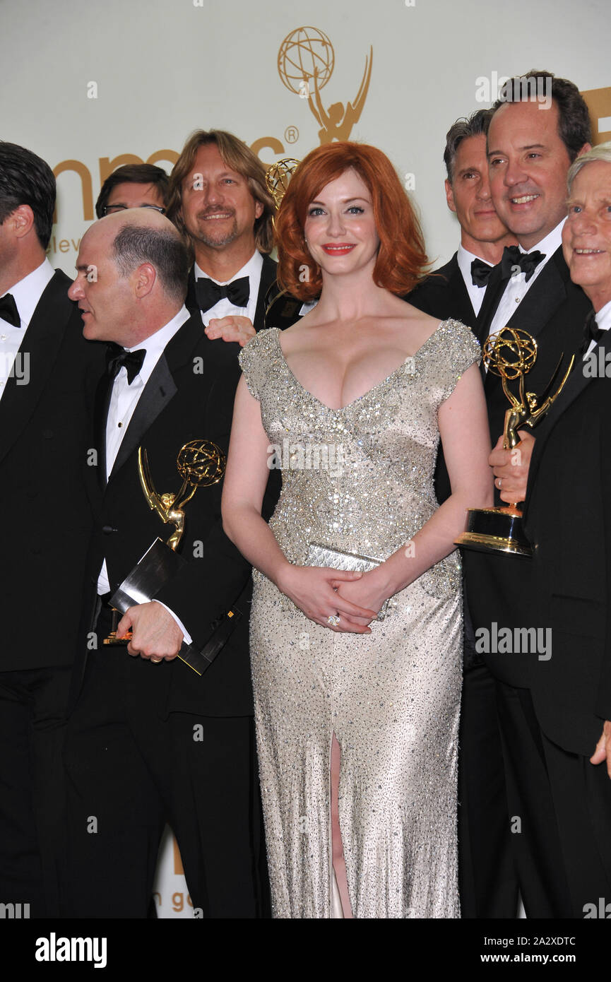Christina hendricks emmy awards 2011 pressroom hi-res stock photography ...