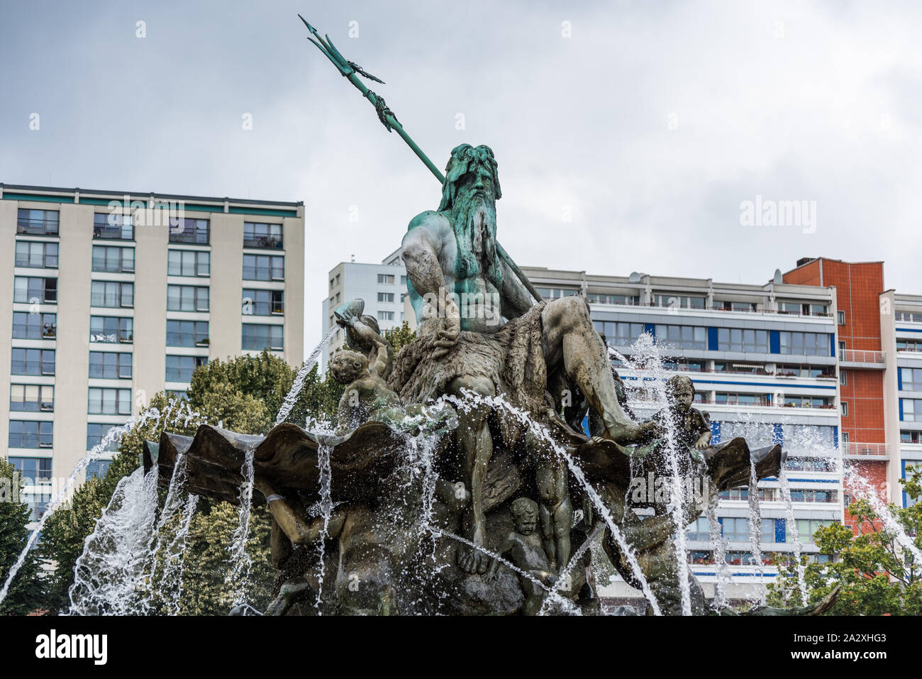 Statue of Neptune Fountain, one of the most iconic fountains of Berlin ...