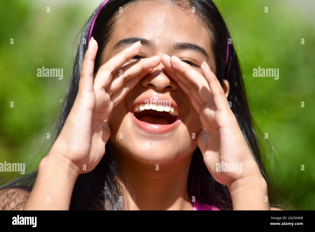 An A Talking Diverse Female Youngster Stock Photo - Alamy