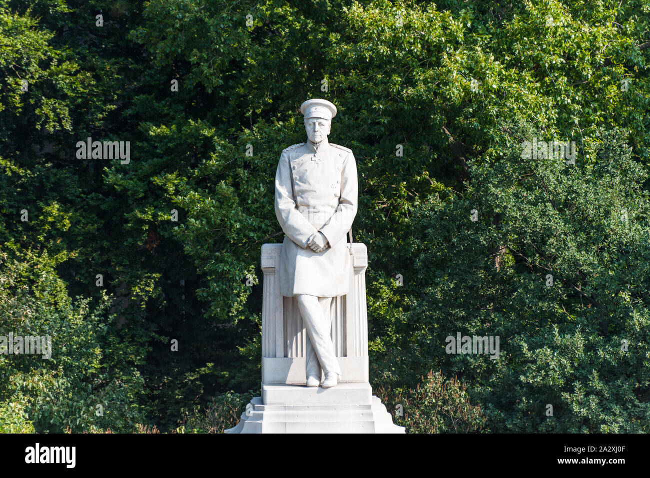 white stone statue of Helmuth von Moltke the Elder near the Berlin ...
