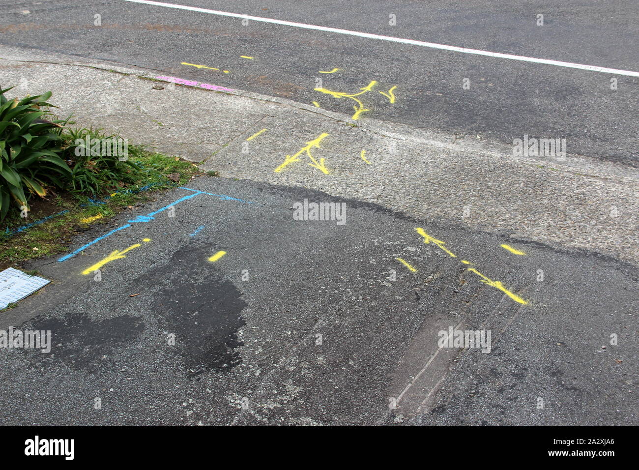Street maintenance road markings Stock Photo - Alamy
