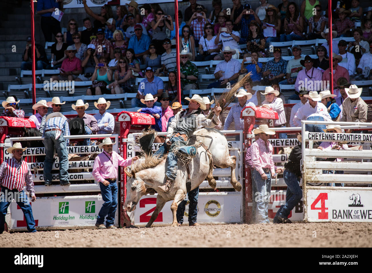 Rodeo action at the Cheyenne Frontier Days celebration in Wyoming's ...