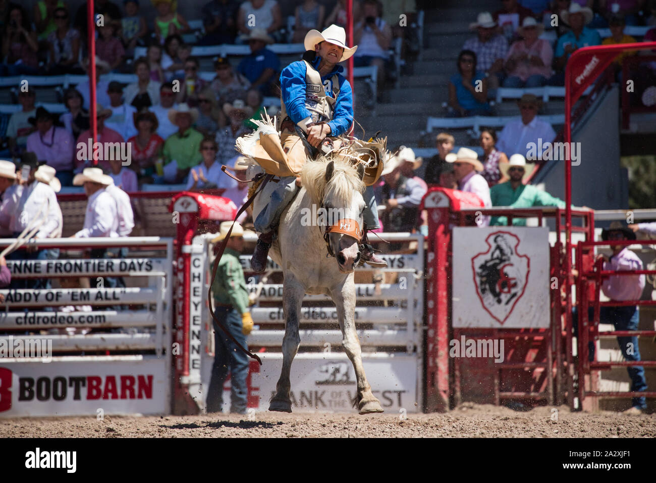 Rodeo action at the Cheyenne Frontier Days celebration in Wyoming's ...