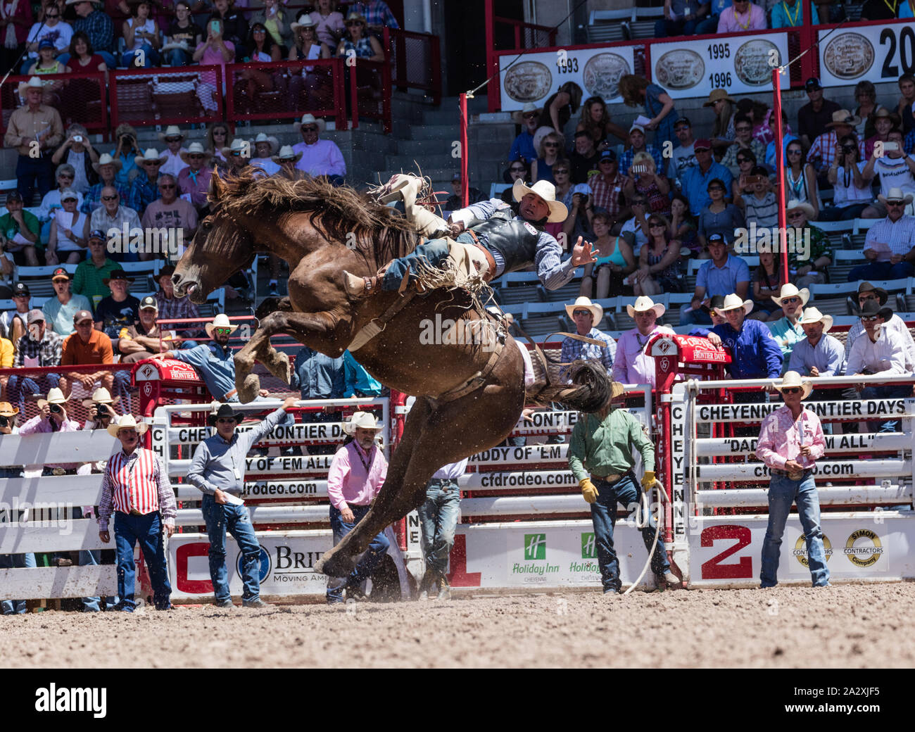 Rodeo action at the Cheyenne Frontier Days celebration in Wyoming's ...