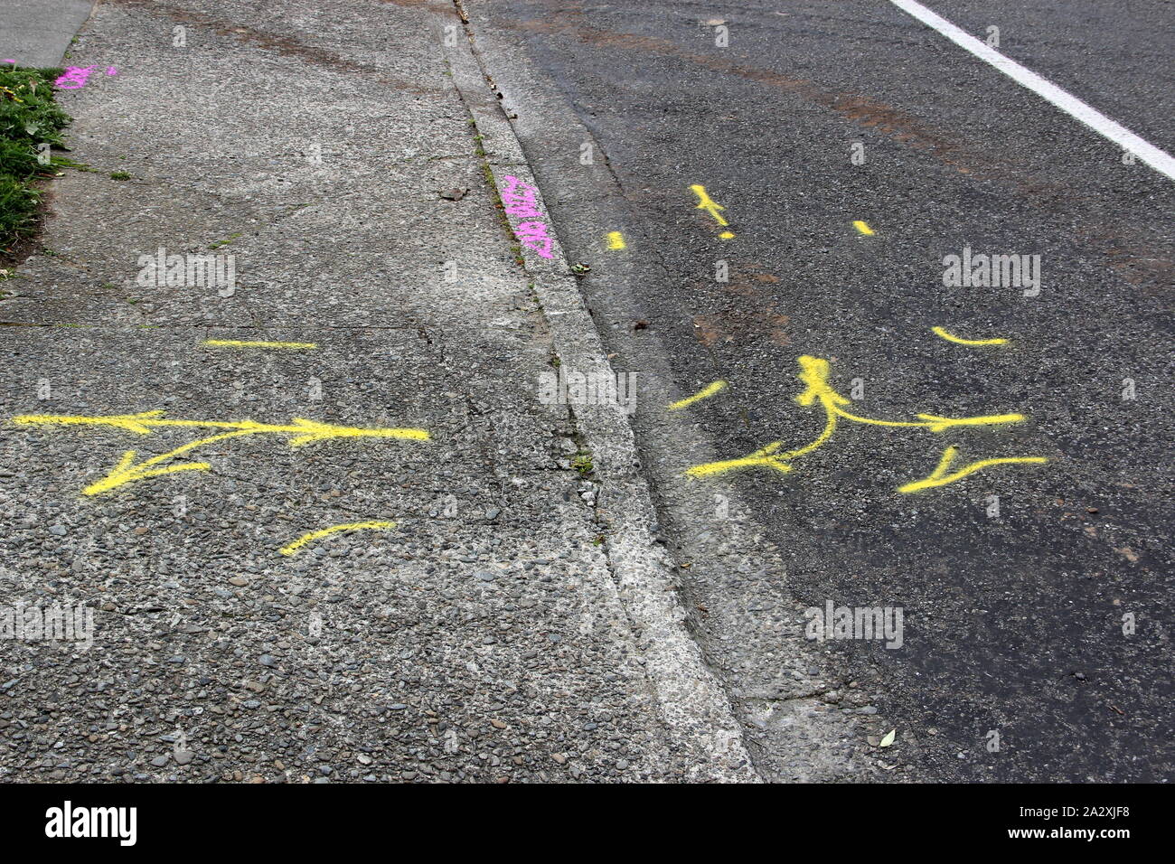 Street maintenance road markings Stock Photo - Alamy