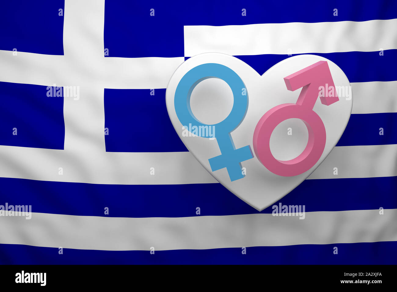 gender symbols with flag Greece. 3d rendering Stock Photo - Alamy