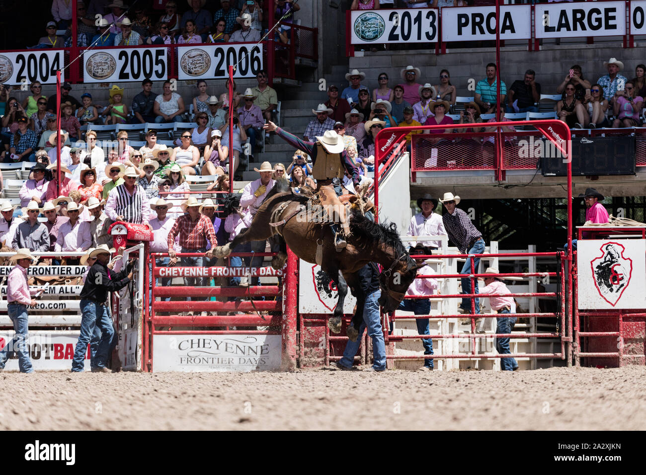 Rodeo action at the Cheyenne Frontier Days celebration in Wyoming's ...
