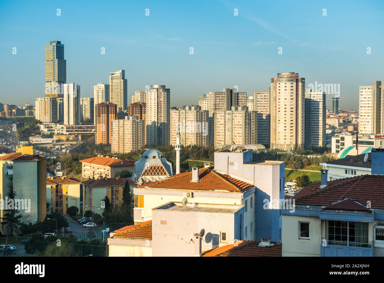 Aerial view of the city downtown and skyscrapers. Skyscrapers and ...
