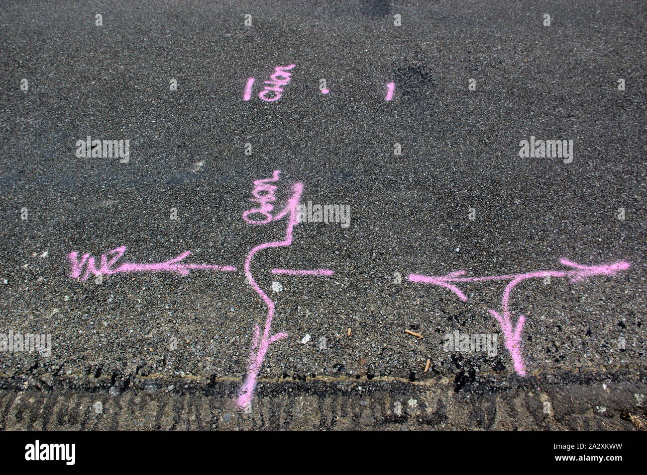 Street maintenance road markings Stock Photo - Alamy