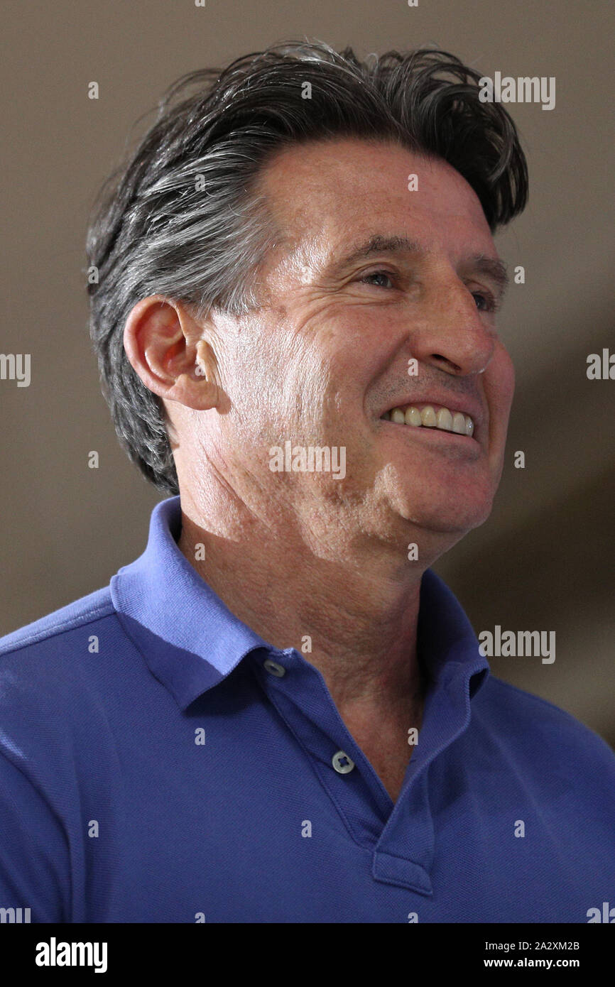 Doha, Qatar. 3rd Oct, 2019. IAAF President Sebastian Coe reacts during ...