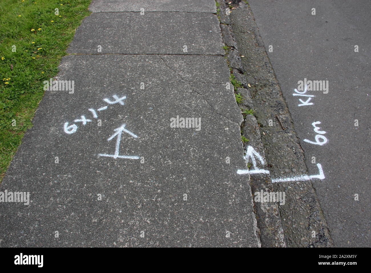 Street maintenance road markings Stock Photo - Alamy