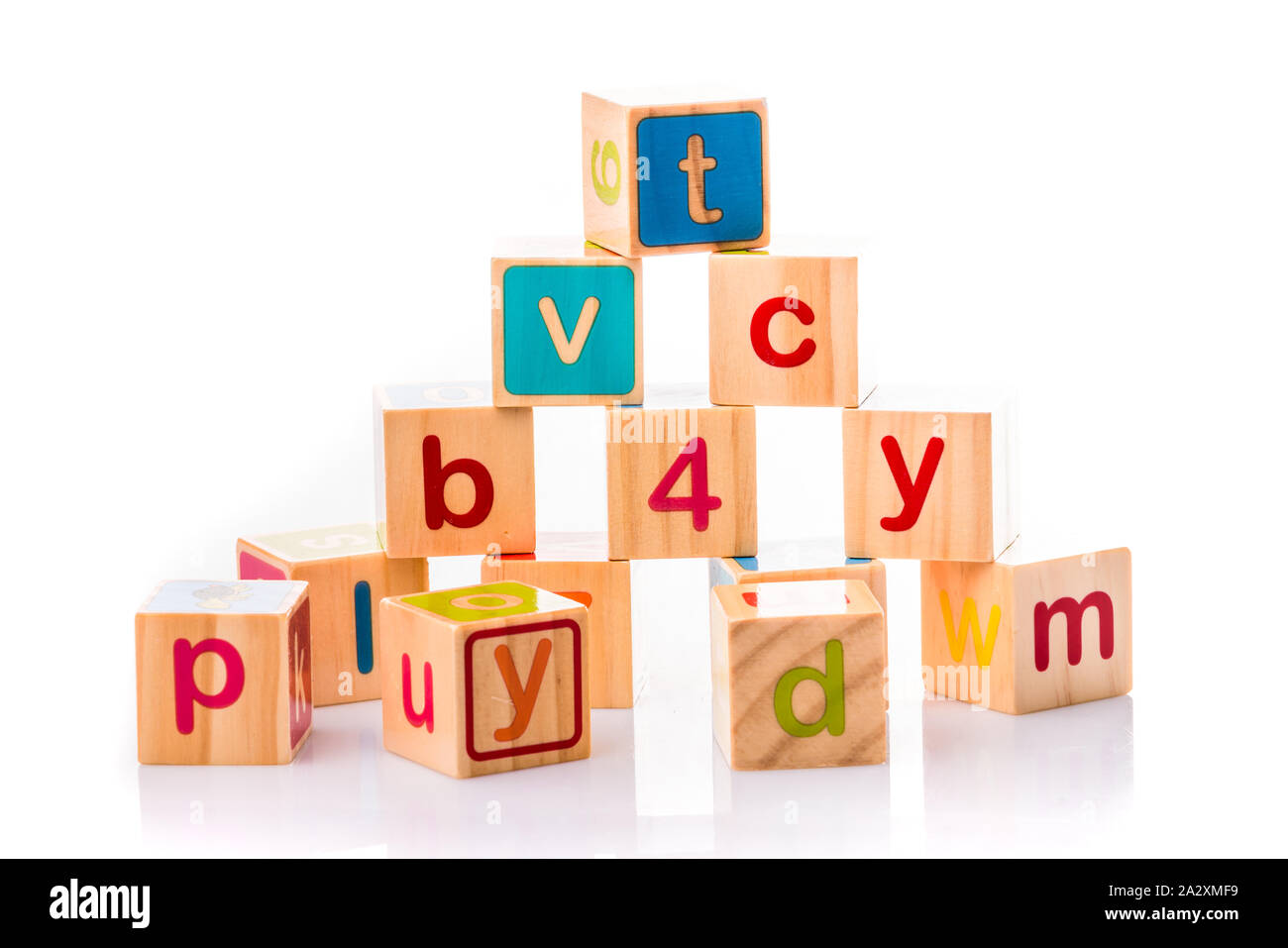 Toy cubes. Baby collection. ABC letters made from baby toys Stock Photo ...