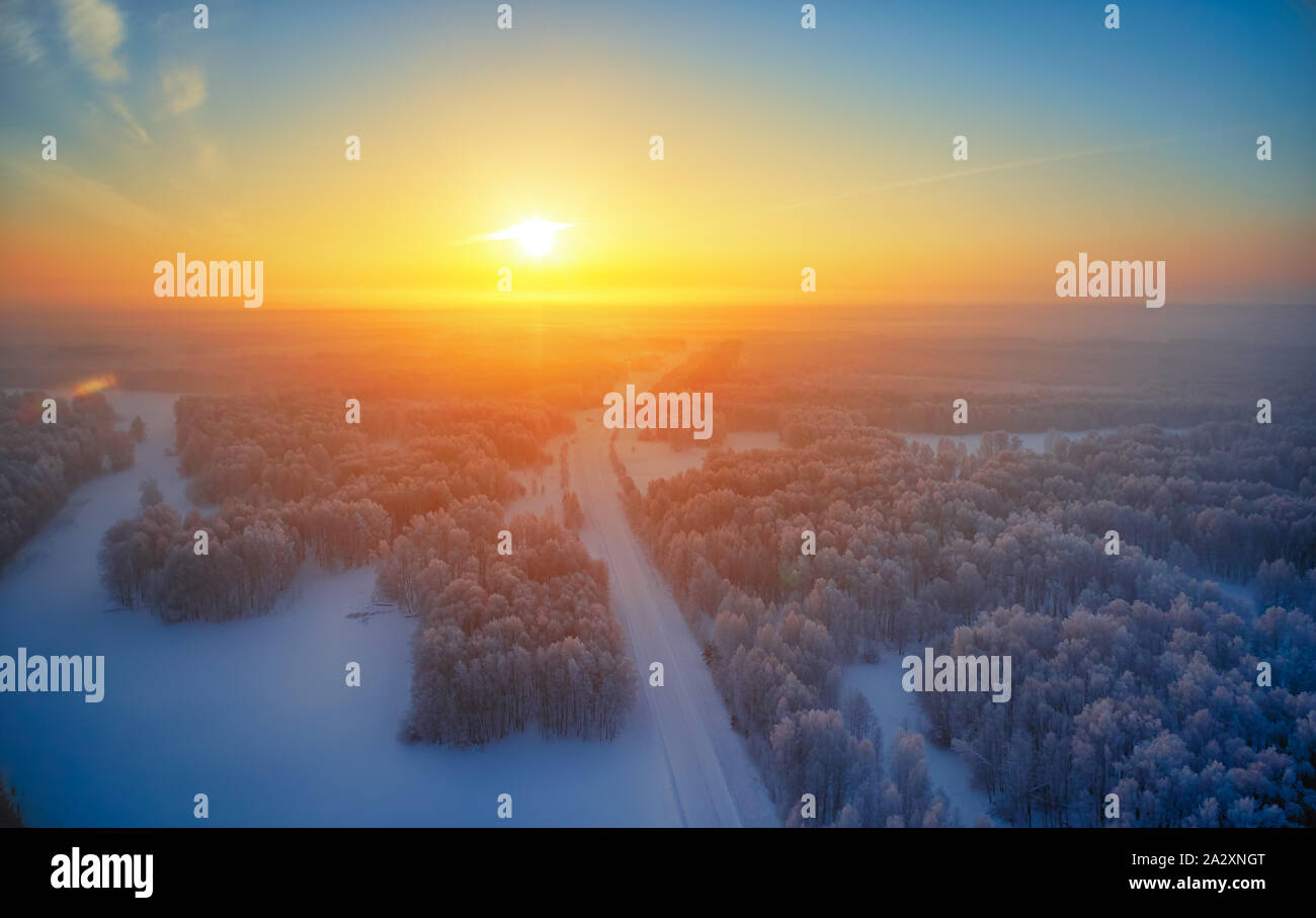 Beautiful sunrise landscape over snow hi-res stock photography and ...