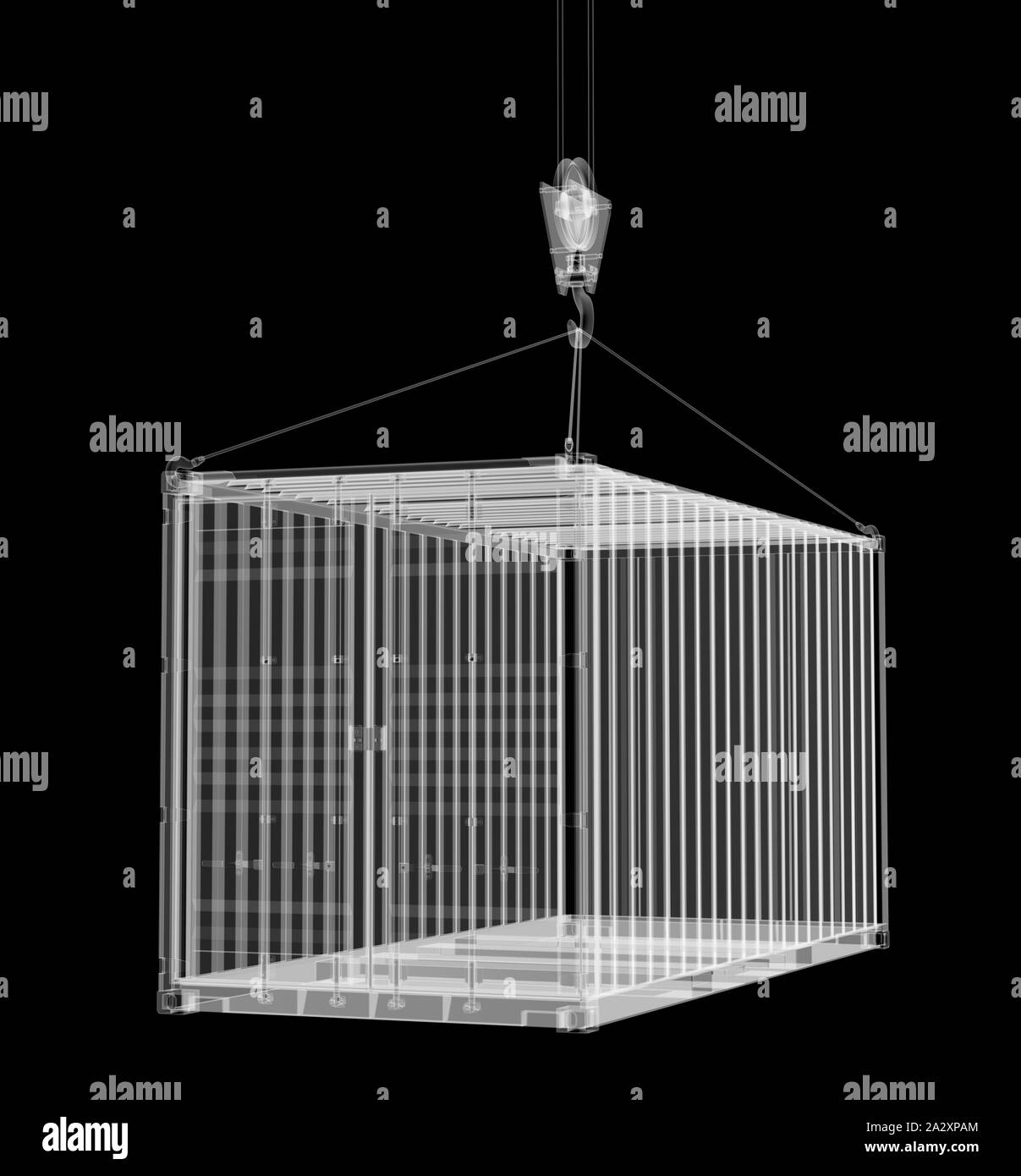 X-ray shipping container isolated on black. 3D rednering Stock Photo ...