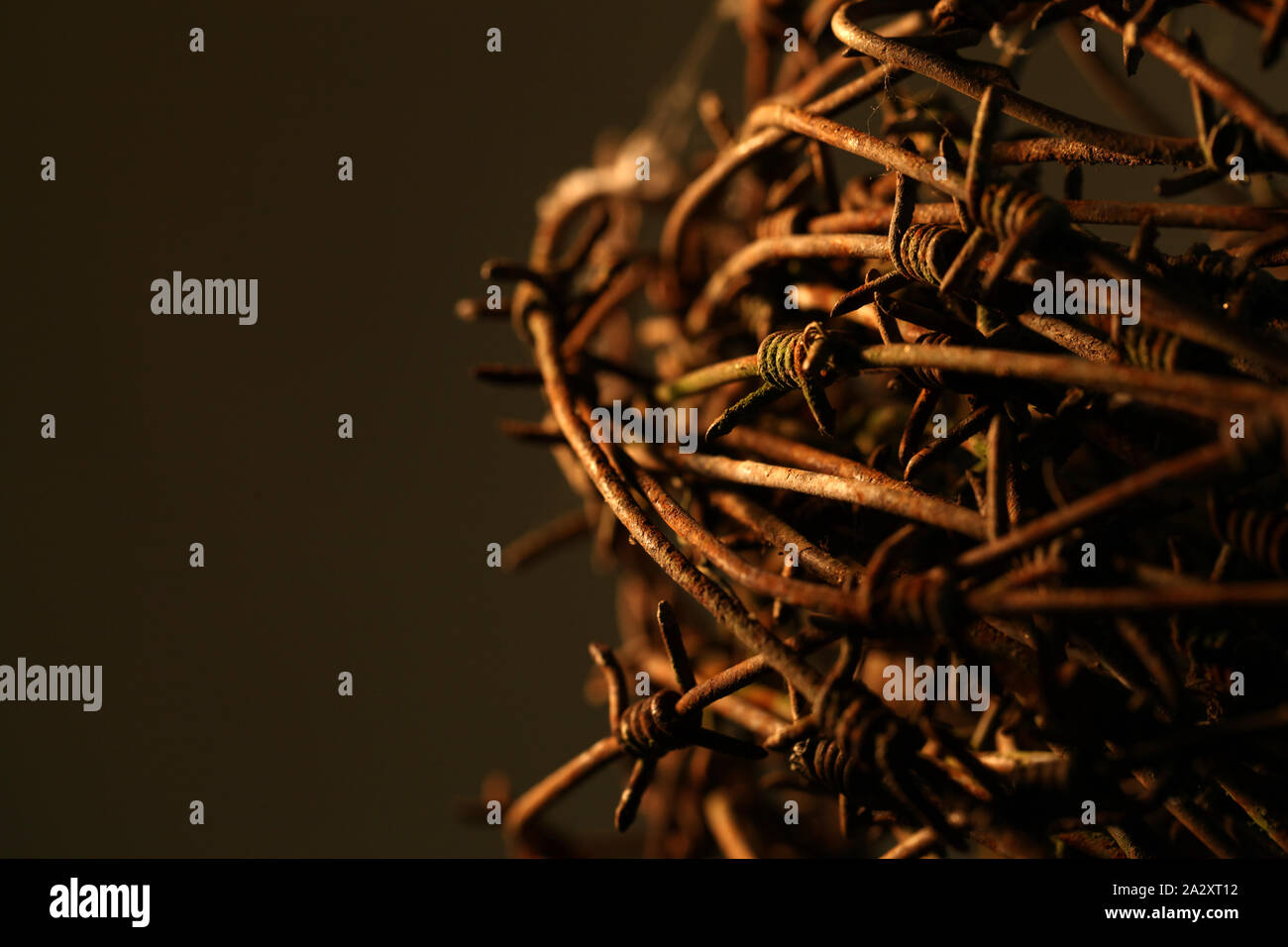 Close up of a twisted barb wire Stock Photo - Alamy