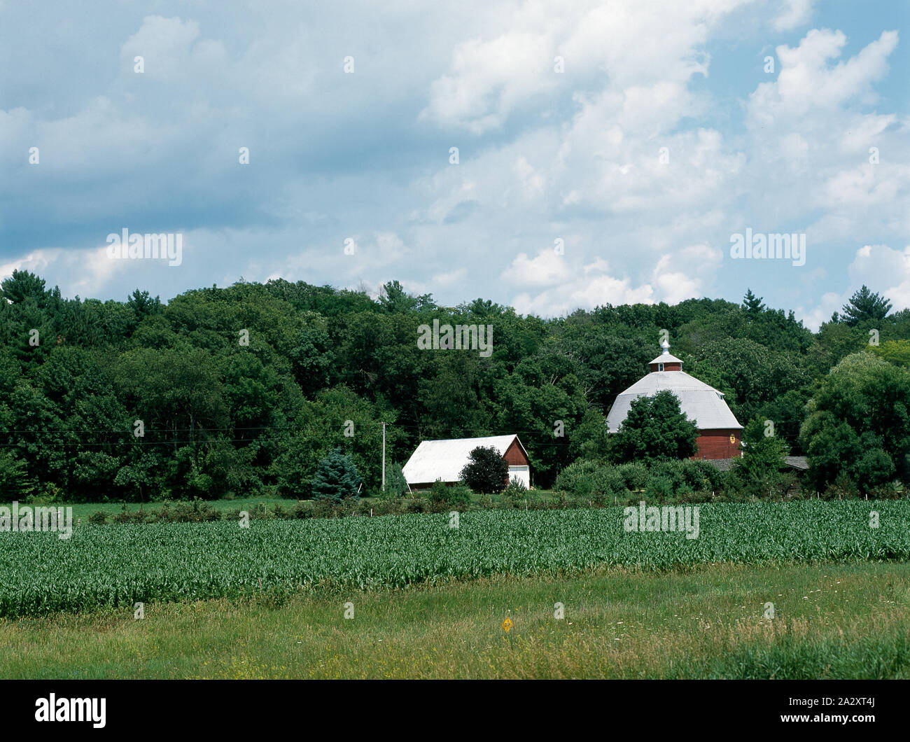 Round barn and outbuilding Stock Photo - Alamy