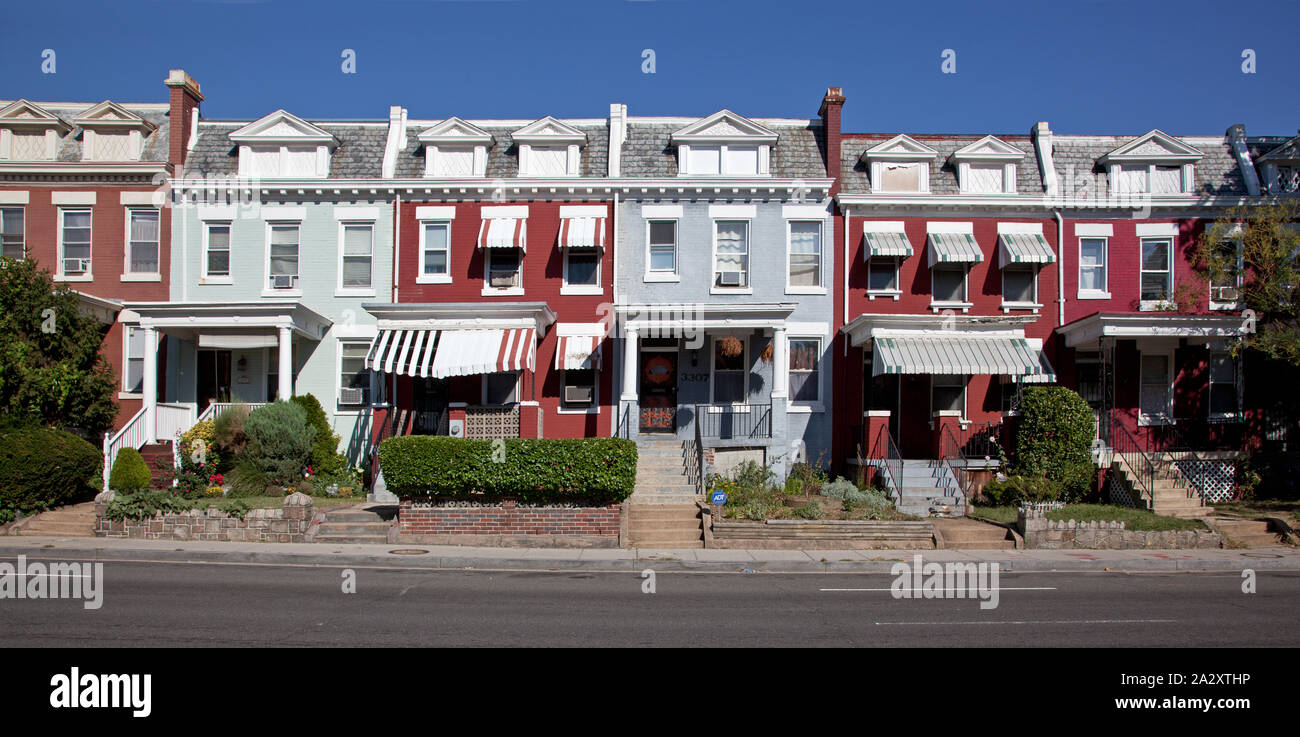 Row houses, 3300 block of Sherman Ave., NW, Washington, D.C Stock Photo ...