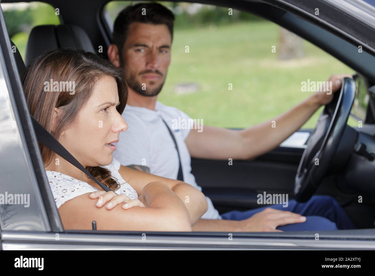 couple arguing together in a car Stock Photo - Alamy