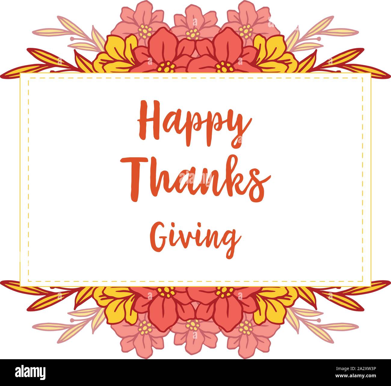 Template thanksgiving, with beautiful colorful flower frame. Vector ...