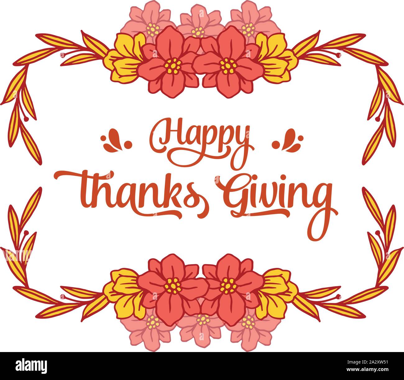 Template thanksgiving, with beautiful colorful flower frame. Vector ...