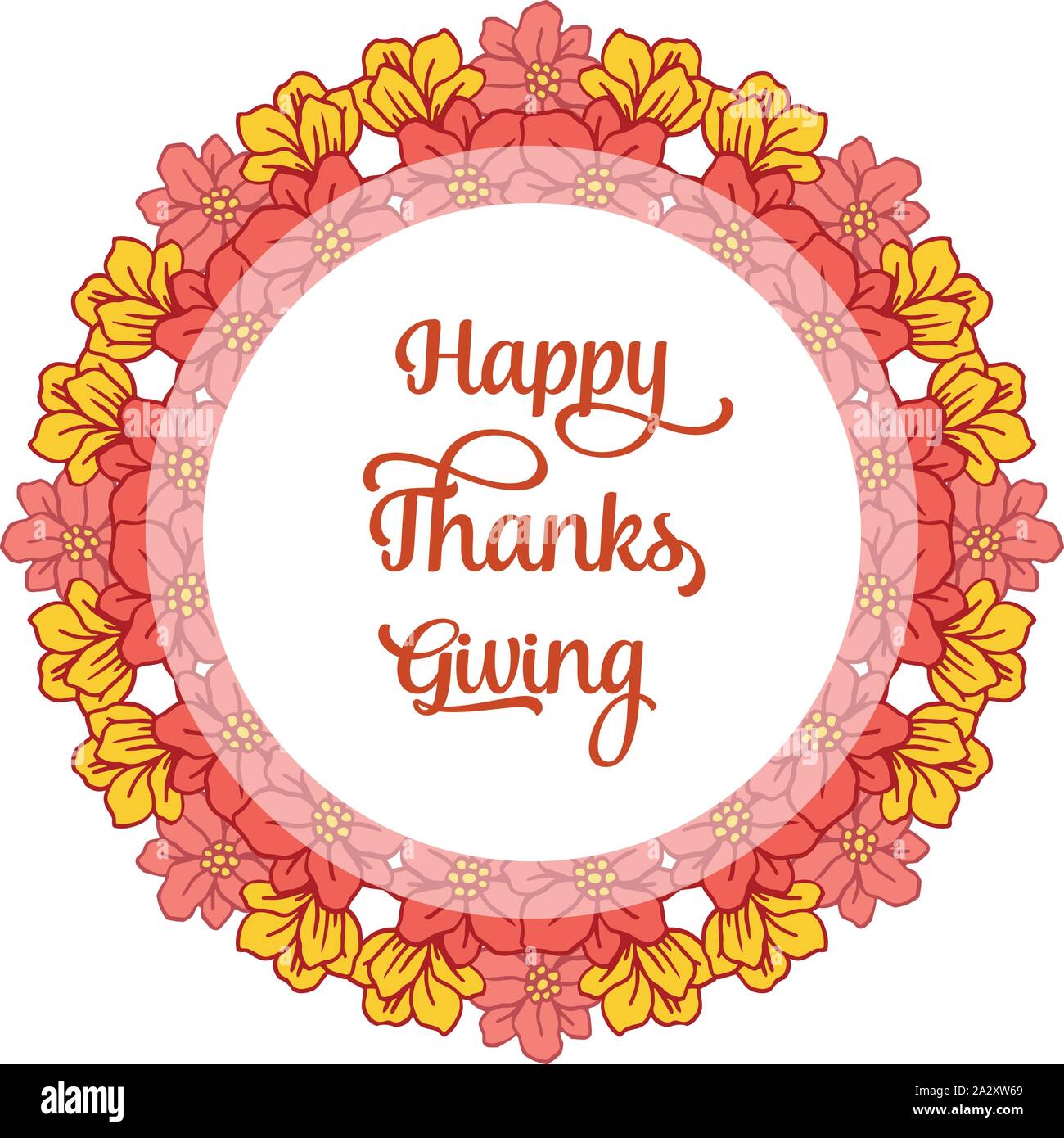 Template thanksgiving, with beautiful colorful flower frame. Vector ...