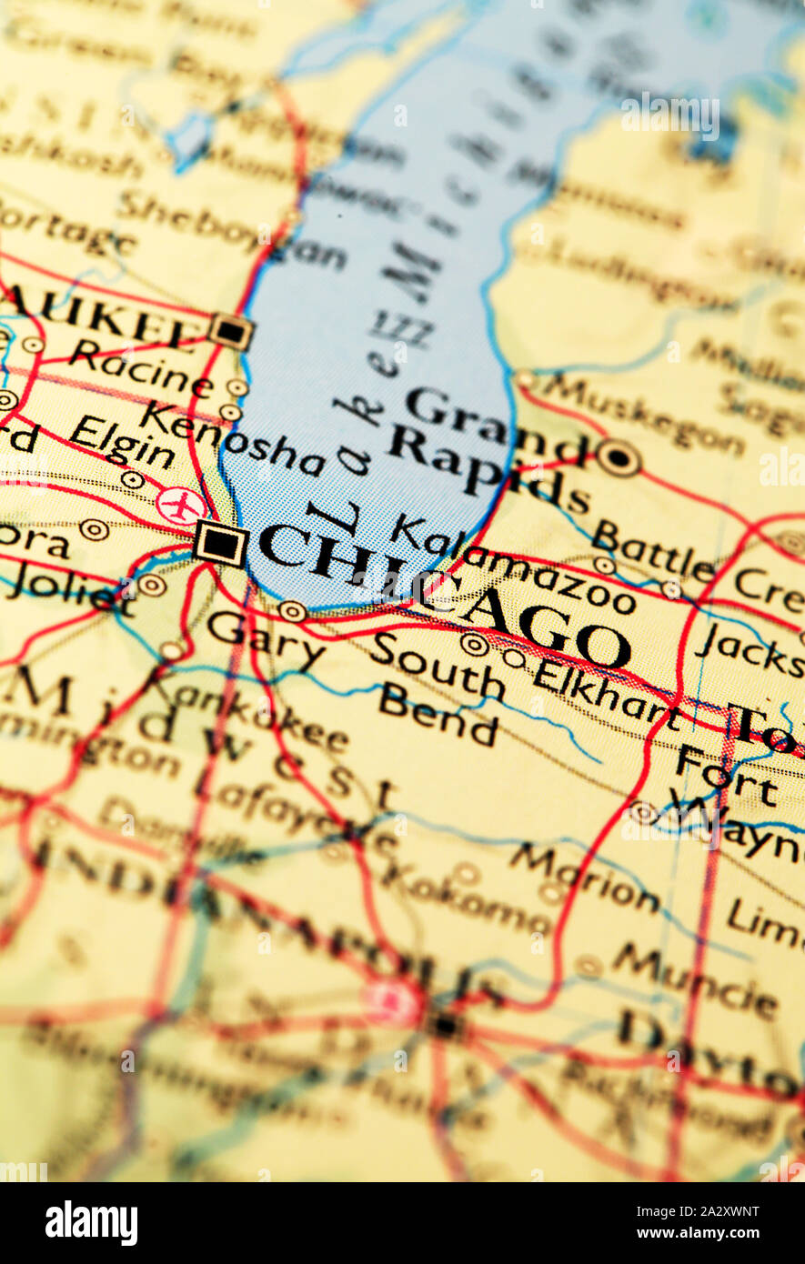 Chicago city map hi-res stock photography and images - Alamy