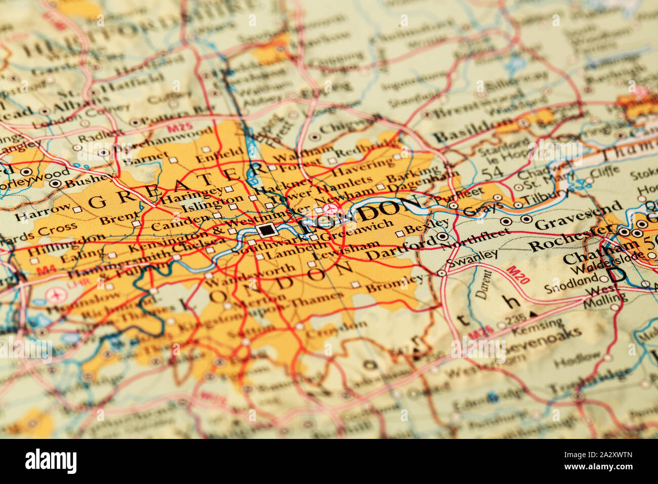 London on atlas world map Stock Photo - Alamy