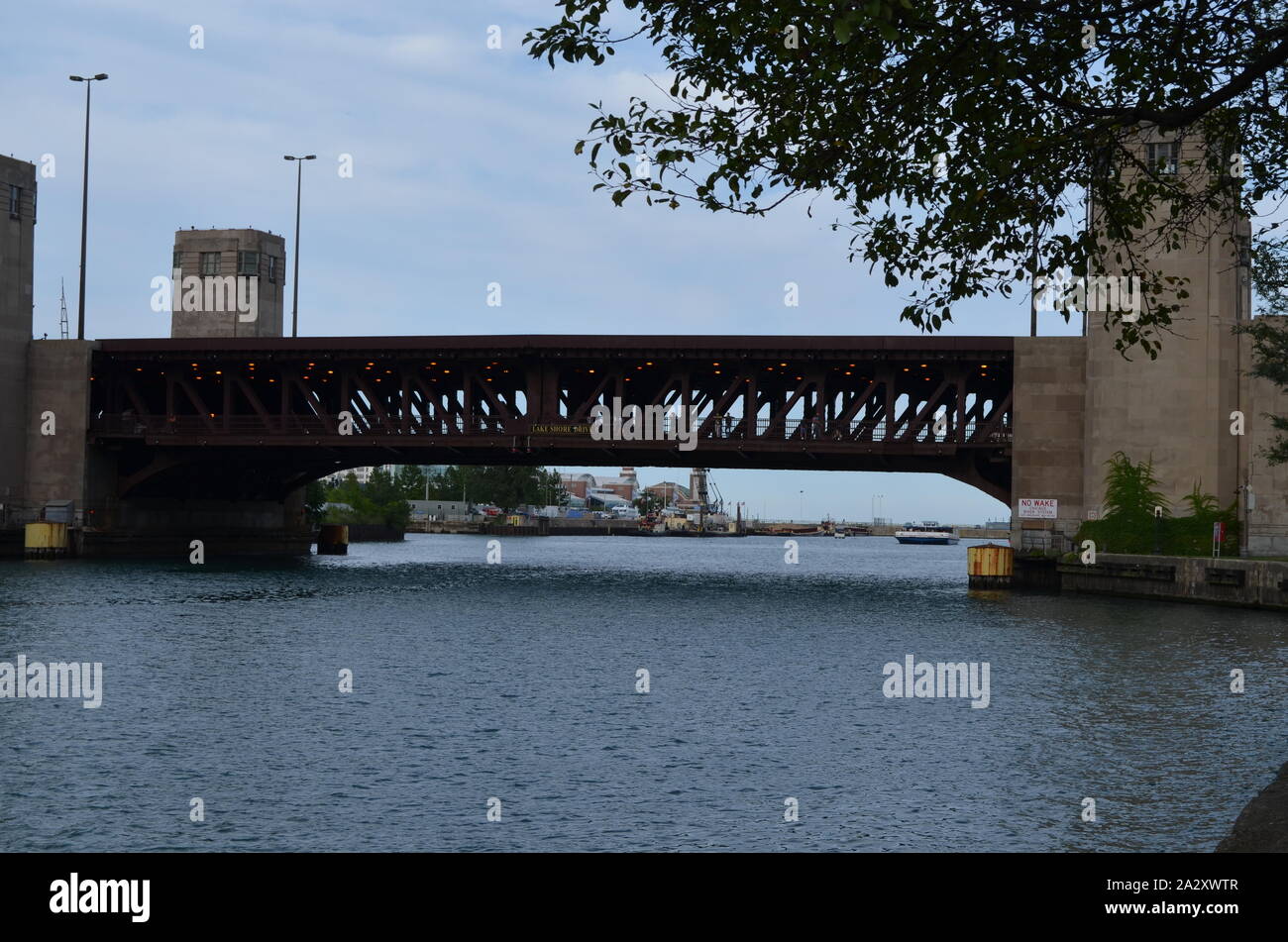 CHICAGO, ILLINOIS - JULY 25, 2017: DuSable Bridge Carries Michigan ...