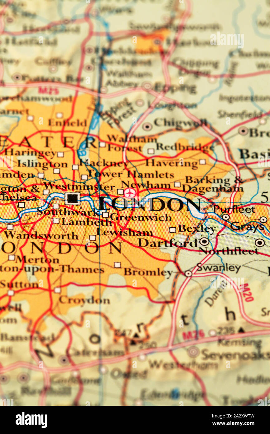 London on atlas world map Stock Photo - Alamy