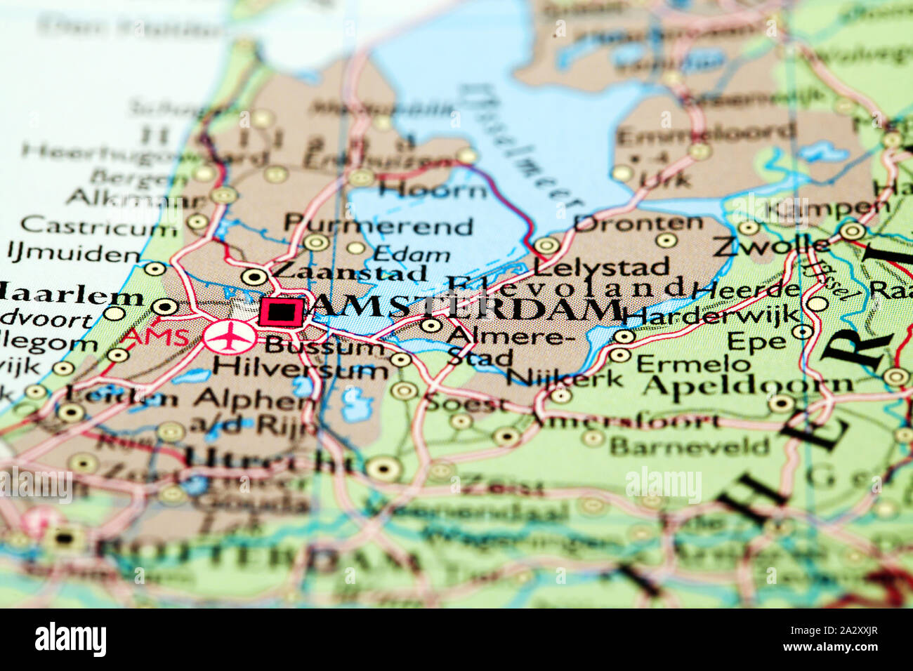 Amsterdam Netherlands, on atlas world map Stock Photo - Alamy