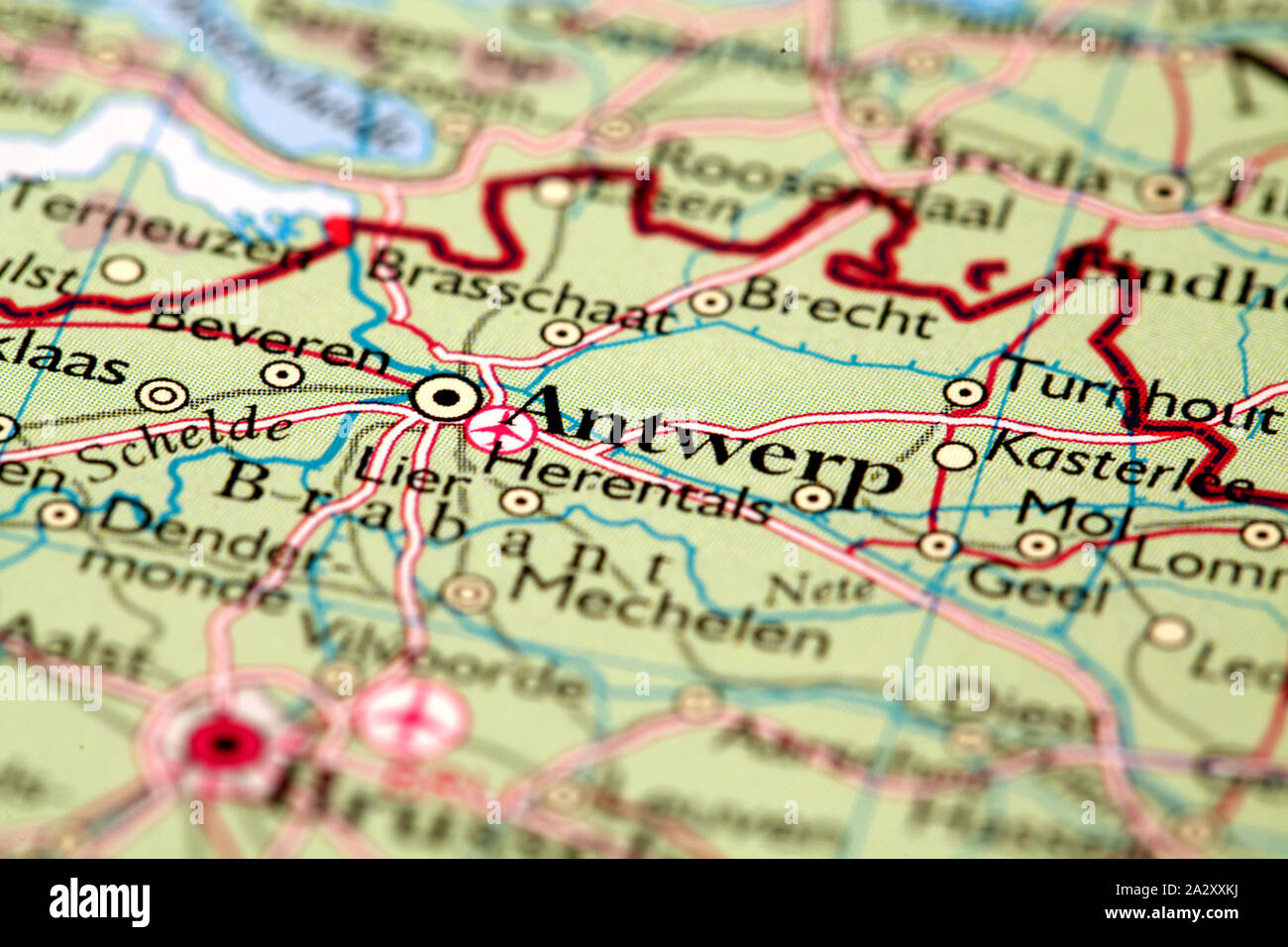 Antwerp Belgium, on atlas world map Stock Photo - Alamy