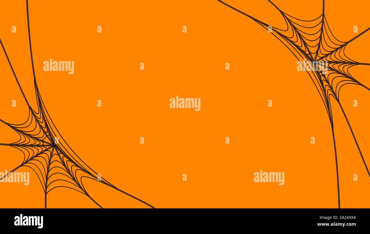 Illustration of spider's web on orange background. Halloween scary ...