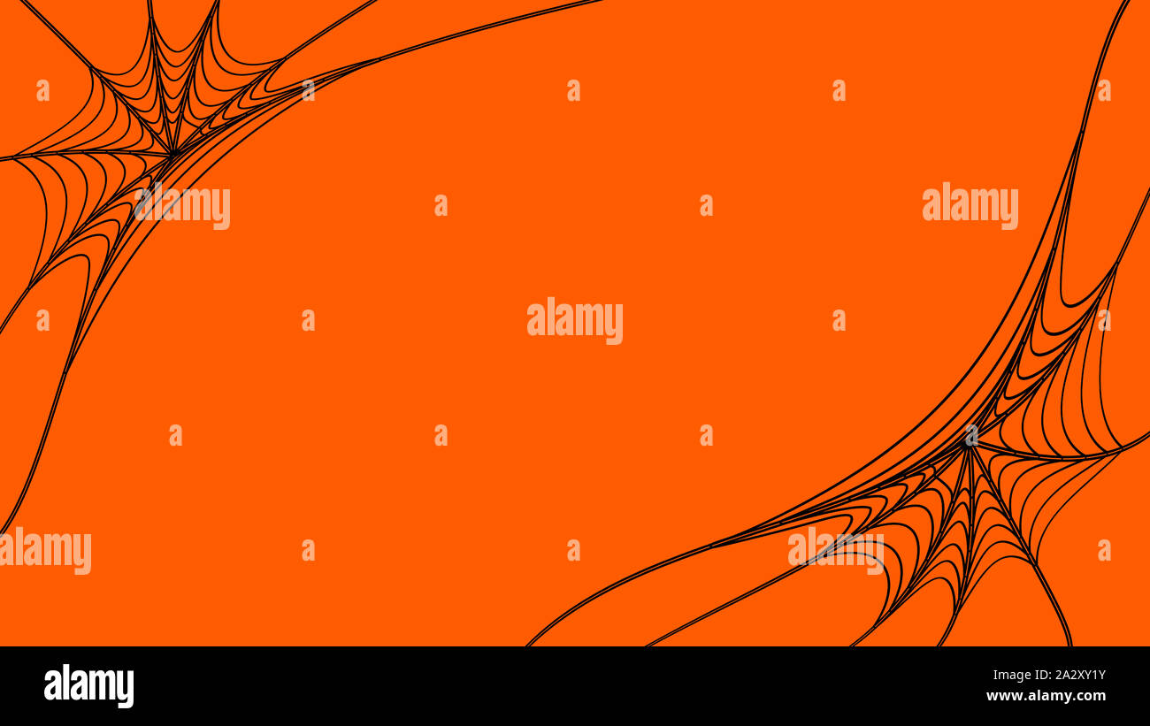 Illustration of spider's web on orange background. Halloween scary ...