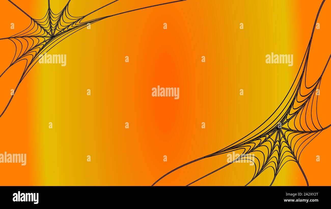 Illustration of spider's web on orange background. Halloween scary ...