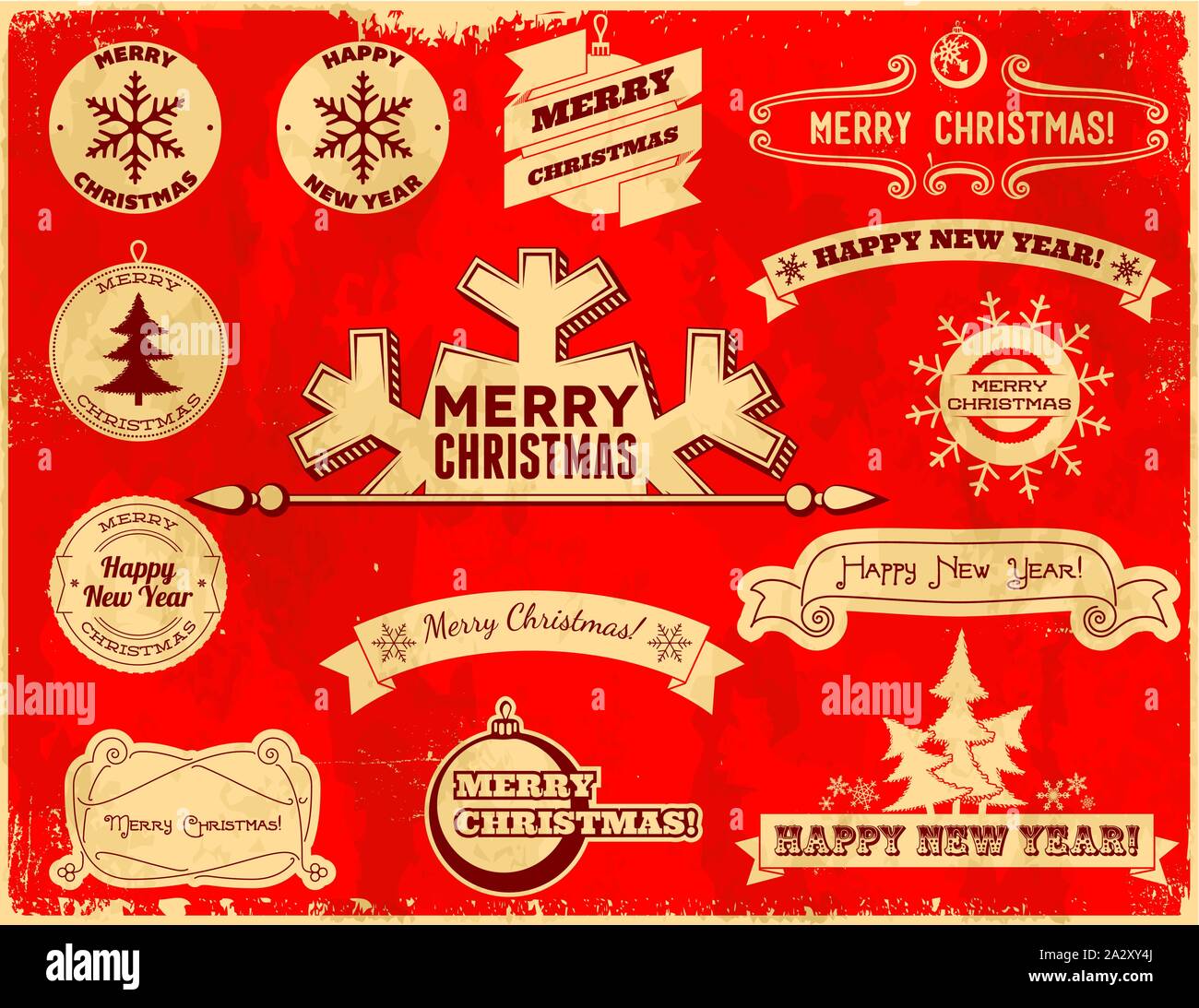 Set of Christmas vintage labels Stock Vector Image & Art - Alamy