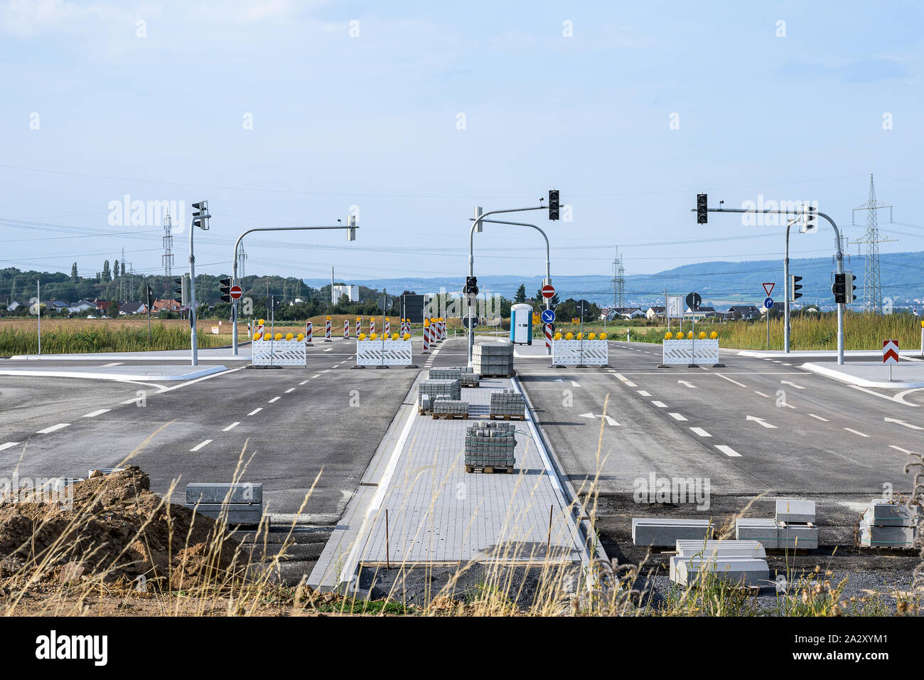 Aerial photograph of road cross under construction. building new ...