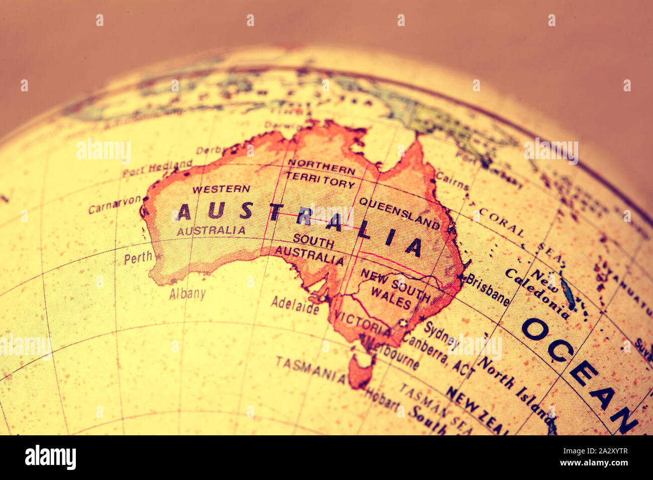 Australia on atlas world map Stock Photo - Alamy