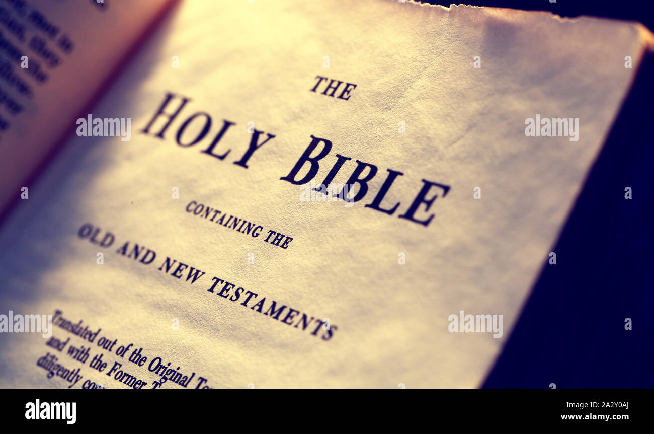 Close up Old Holy Bible Stock Photo - Alamy