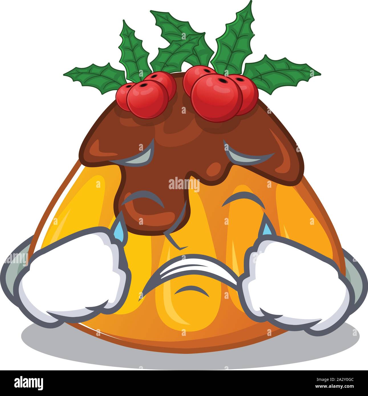 Crying christmas pudding with the character shape Stock Vector Image ...