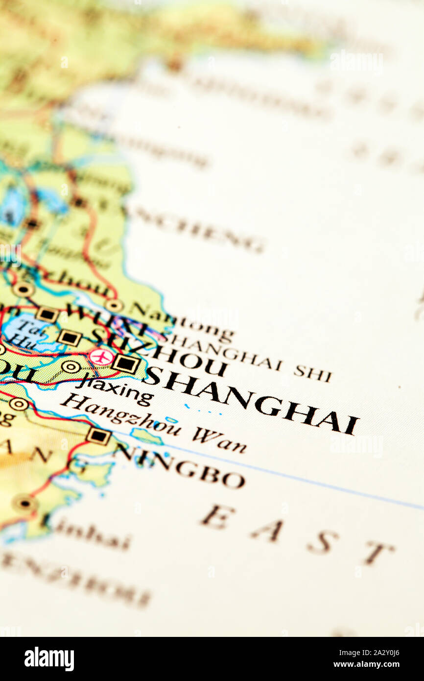 Shanghai China, on atlas world map Stock Photo - Alamy